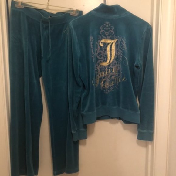 Juicy Couture | Pants & Jumpsuits | Vintage Teal Velour Sweatsuit Xl | Poshmark